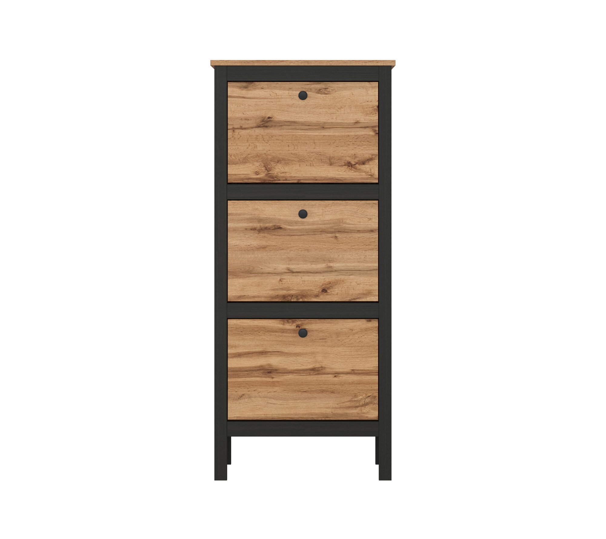 Тумба для обуви БРВ Мебель LOFT SFB3B/50 Дуб вотан/Черный Размеры: Высота 1270мм Глубина 290мм Ширина 555мм