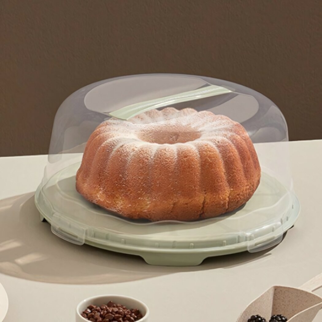 Контейнер для торта круглый с герметичной крышкой, цвет ментол, пластик