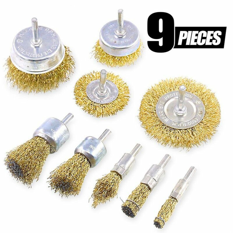Набор проволочных щеток 9 шт. (75/50/35 мм) | Для УШМ и дрели | Удаление ржавчины, зачистка сварки | Стальная щетина