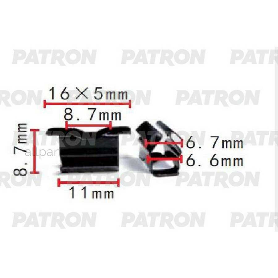 PATRON P37-1611 Скоба металлическая Audi, Seat, Skoda, Volkswagen применяемость: клипса крепления накладки порога, обшивки