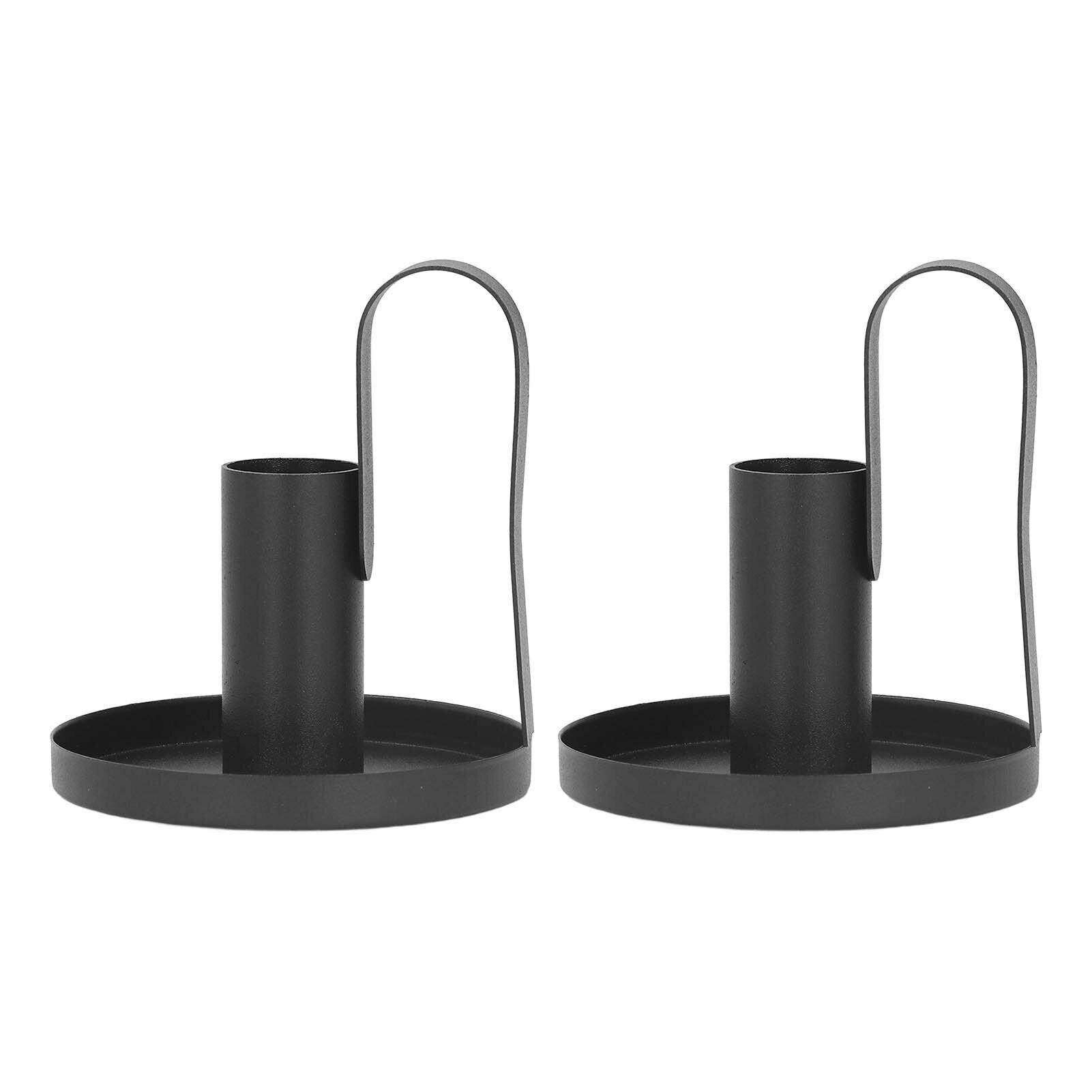 2pcs металлические подсвечники изогнутая ручка ретро -модные черные подсвечники для каминного стола украшения