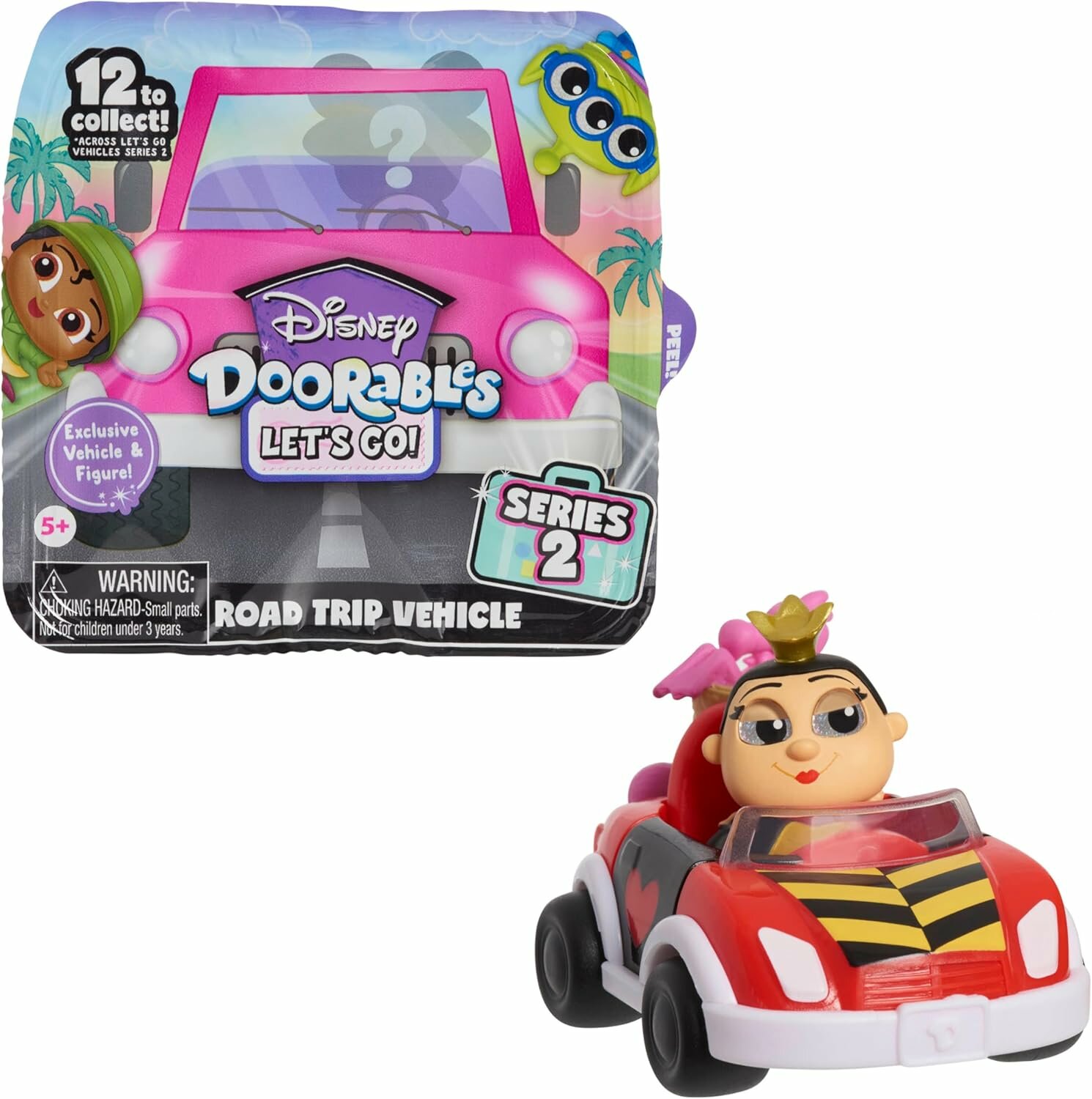 Disney Doorables Vehicles Wheelies - набор одна машинка и фигурка Disney Doorables Let's Go Mystery Blind Boxs плюс наклейки