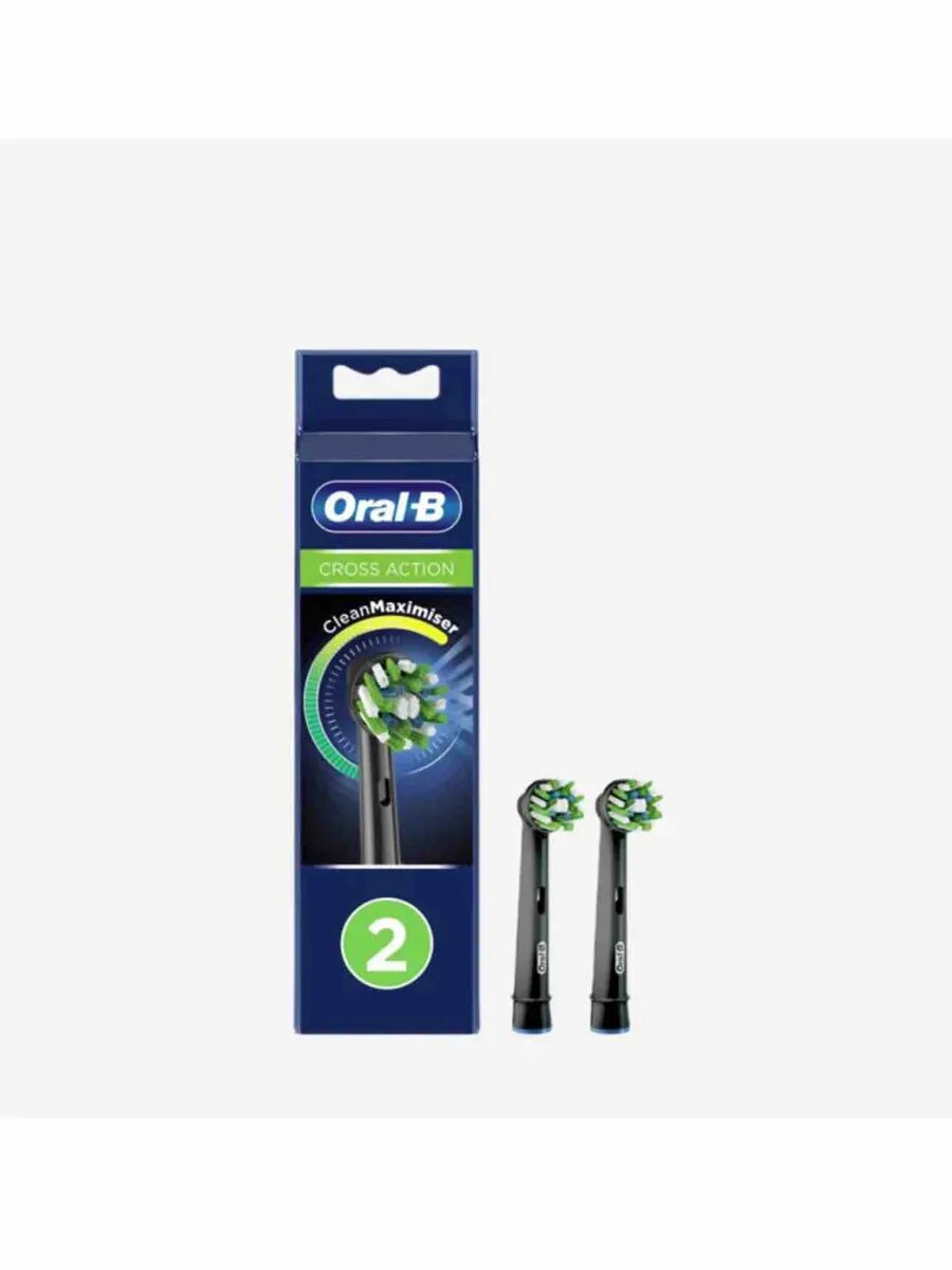 Насадки Oral-B "Cross Action Black", для электрических щеток, круглая форма