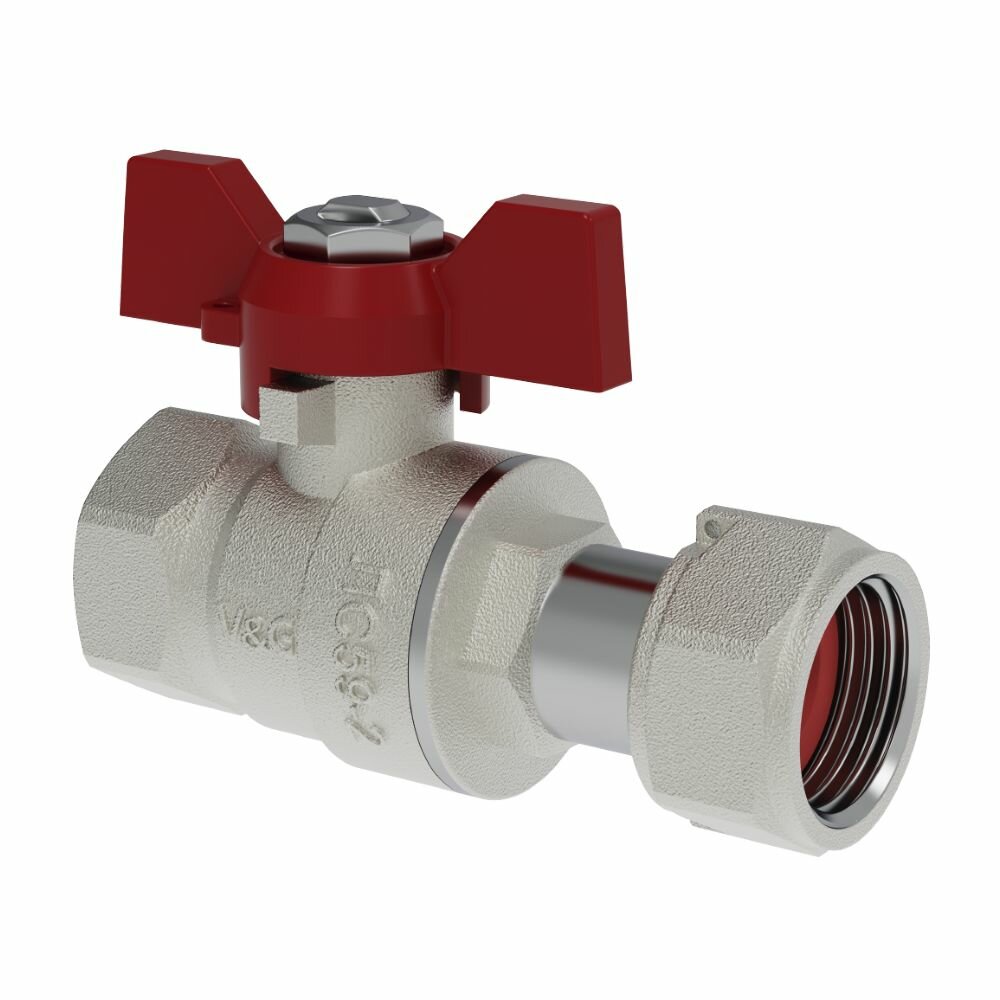 Кран шаровой ГОСТ из латуни с накидной гайкой ВхВ, рукоятка-"флажок" 1/2" V&G VALOGIN VG-107201