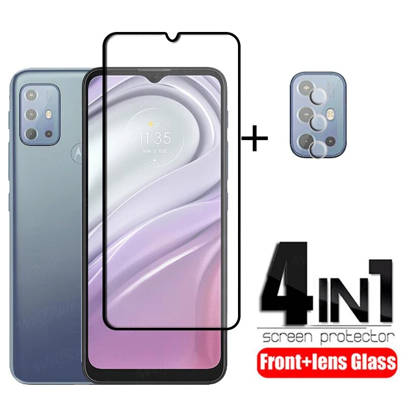 4-в-1 для Motorola Moto G20 стекло для Moto G20 закаленное стекло For Moto G20, 2 Soft Lens Glass
