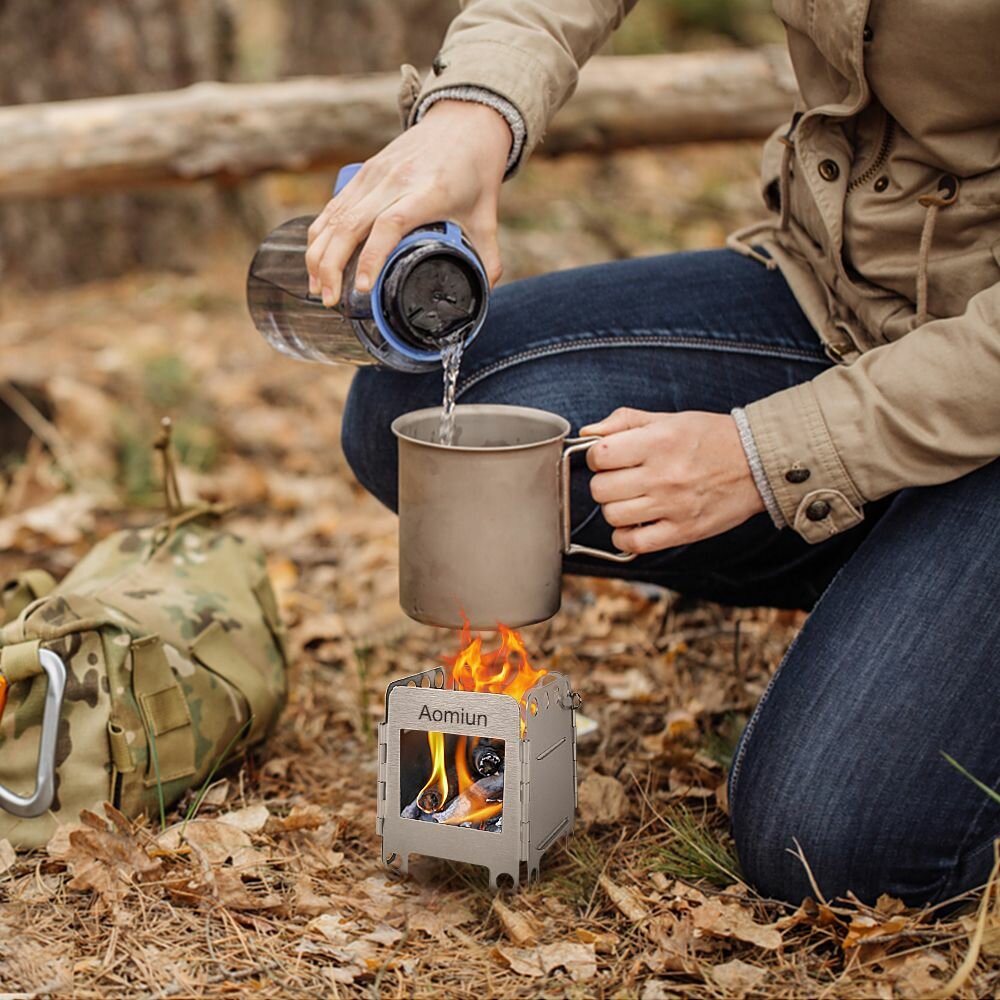 Легкая портативная походная печь из нержавеющей стали, складная дровяная печь для пикника на открытом воздухе, компактная складная конструкция для удобного хранения