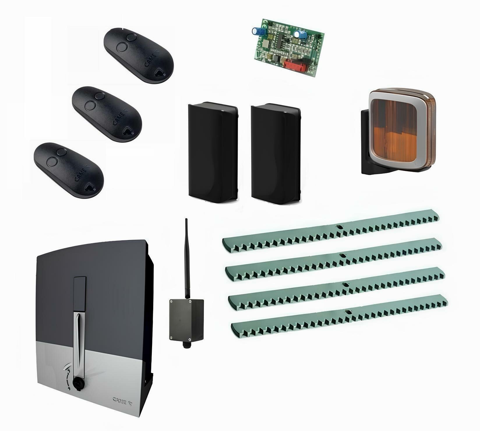 Автоматика для откатных ворот BXL04AGS FULL4-A-BT-Т3, комплект: привод, радиоприемник, 3 пульта, фотоэлементы, лампа, 4 рейки, Bluetooth-модуль