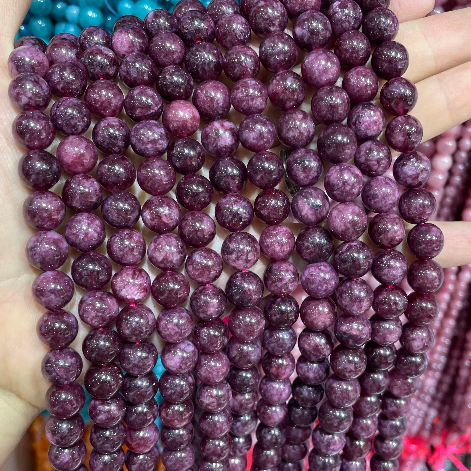 Круглые бусины из нефритового халцедона 6/8/10 мм SYSRXLR Фиолетовый, 8mm 45pcs beads, 34