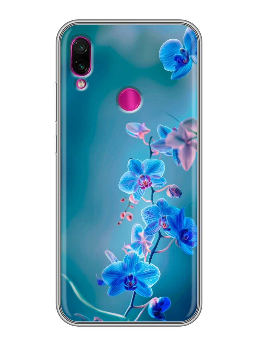 Чехол для Xiaomi RedMi Note 7 с принтом Голубые цветы (Сяоми Редми Ноут 7)