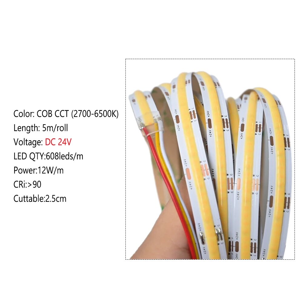 CENFAYA RGB-контроллер LED-лент Tuya Zigbee 2CH 12В/24В 4 зоны 24V COB CCT 5M