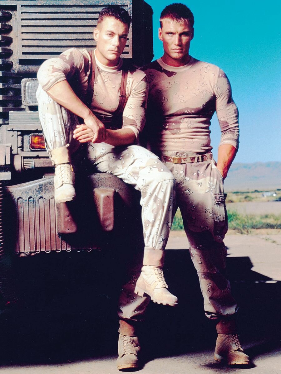 Постер. Герои боевиков. Жан-Клод ван Дамм и Дольф Лундгрен (Универсальный солдат). Формат А3.