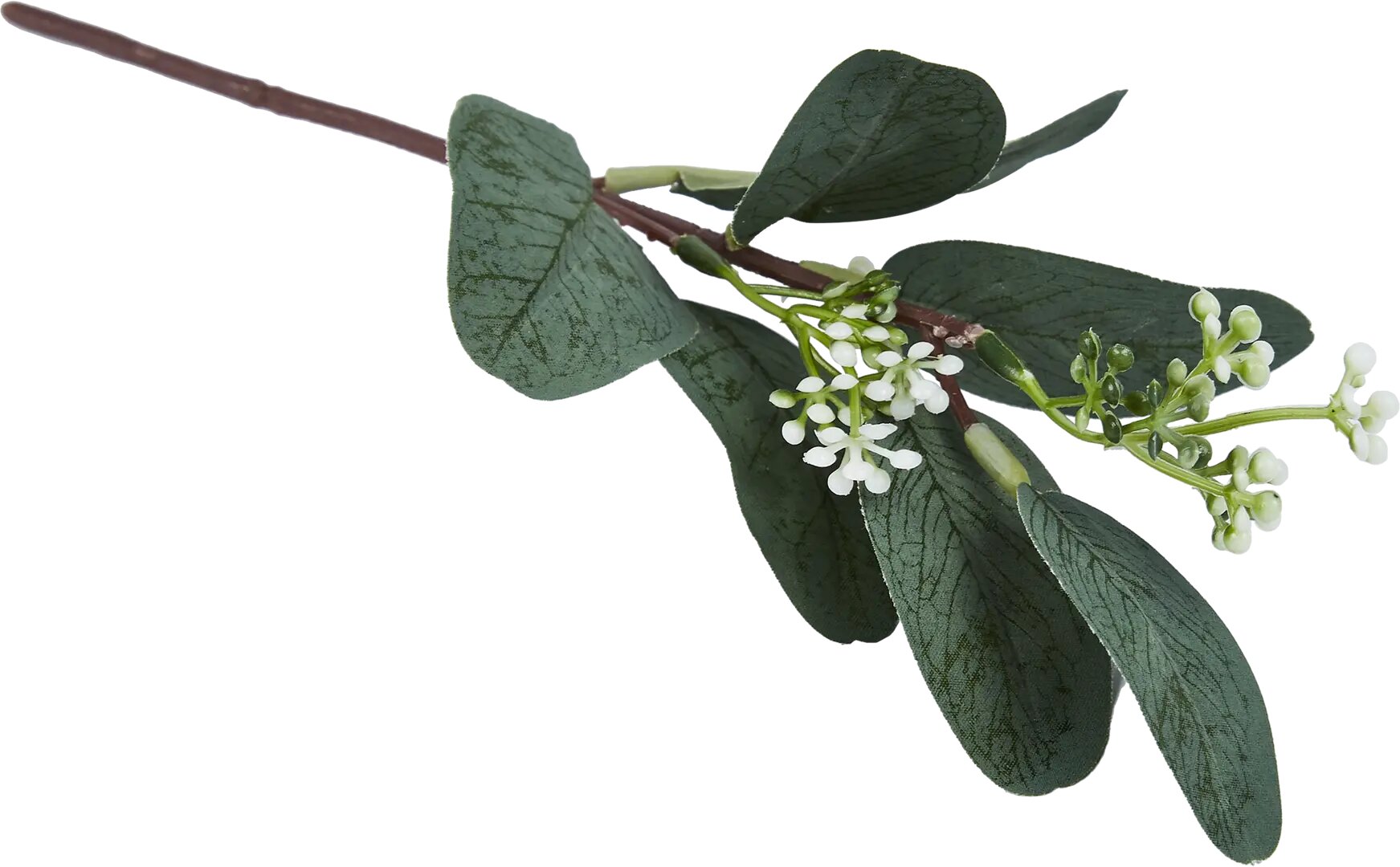 Искусственная ветка Эвкалипт цветущий пластик 14x30 см разноцветная