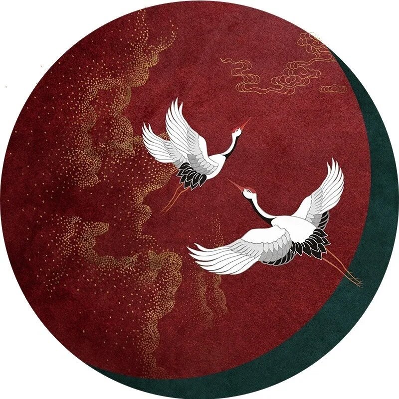 Нескользящий ковер для детской комнаты, круглый ковер китайского журавля для гостиной, ванной, маленькое украшение для дома, 80, Бордовый