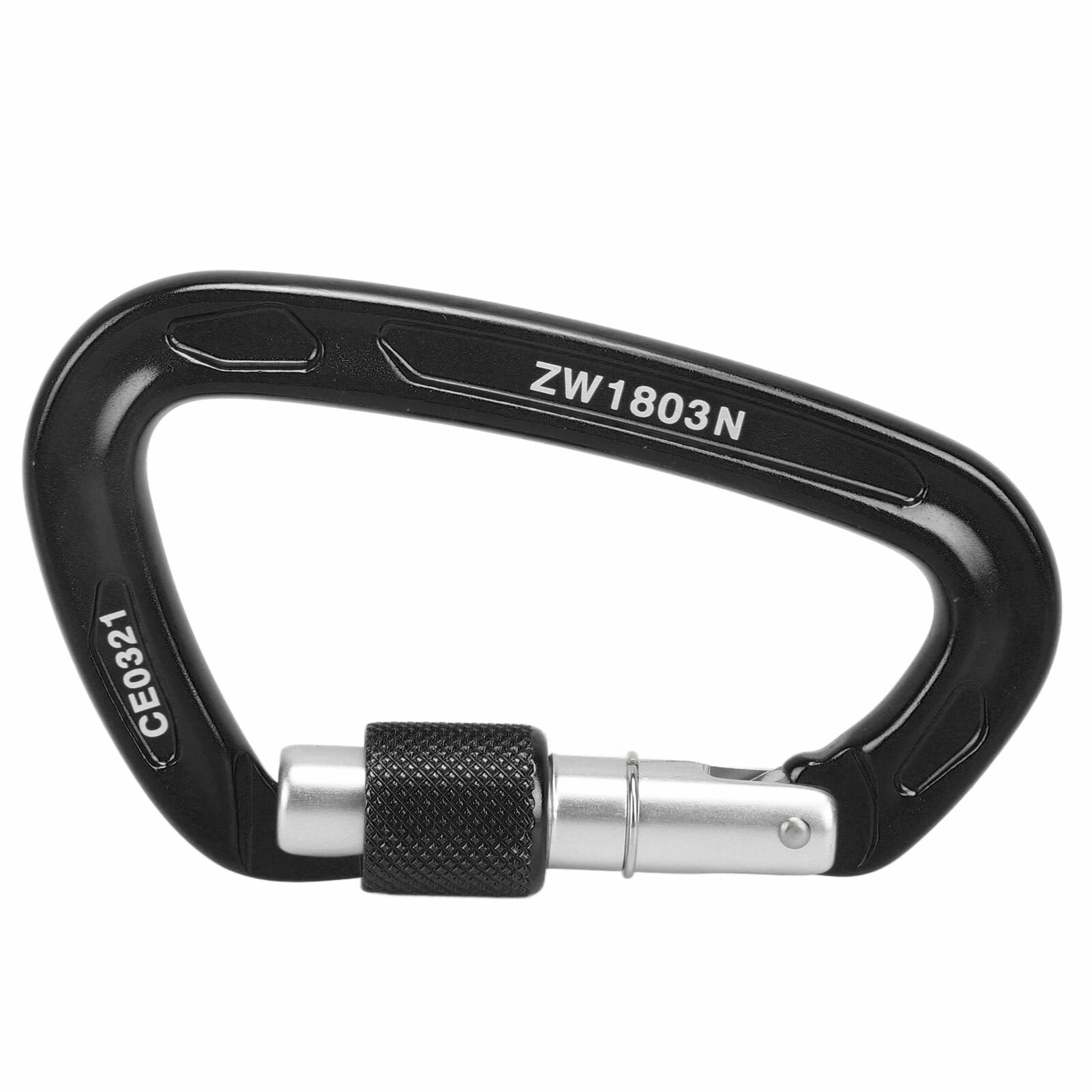 Карабин типа D Легко подключается Безопасный прочный нескользящий карабин из авиационного алюминияЧерный