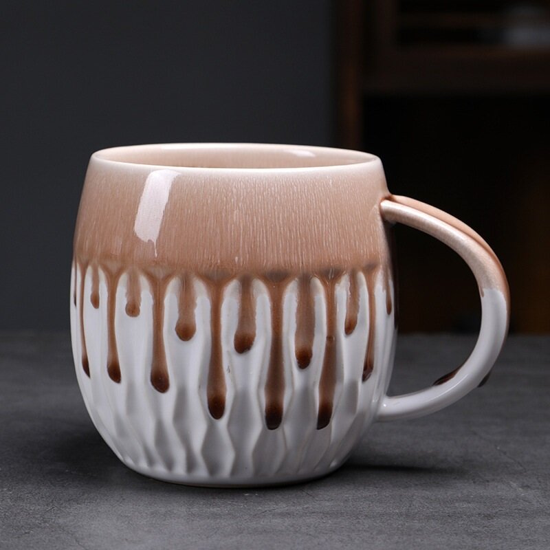 600 мл керамическая глазурованная ретро кружка / Высококачественная чашка для завтрака, подвергнутая обжигу в печи