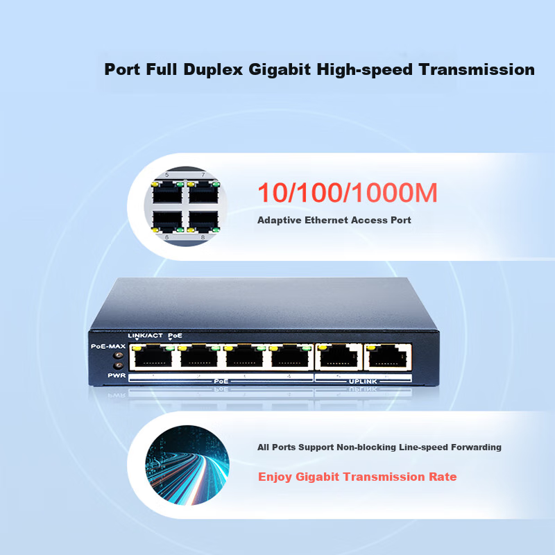 HIKVISION 6-портовый гигабитный POE-коммутатор с 4-портовой управляемой сетью и 60 Вт питанием DS-3E1506P