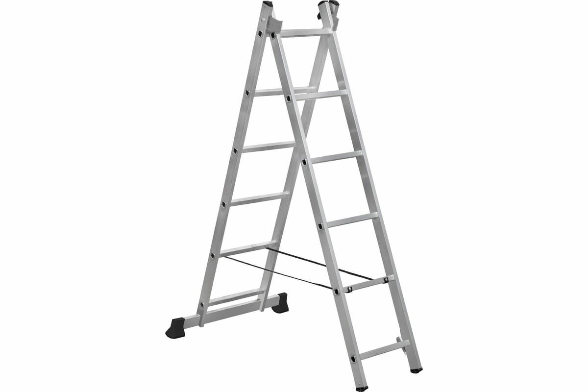 Стремянка алюминиевая 6 ступеней 2,66 м Gigant L-02 лестница двухсекционная