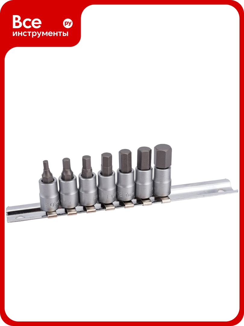 Набор головок-бит 1/4", 6 гранные, 7 шт. FORCE 2073