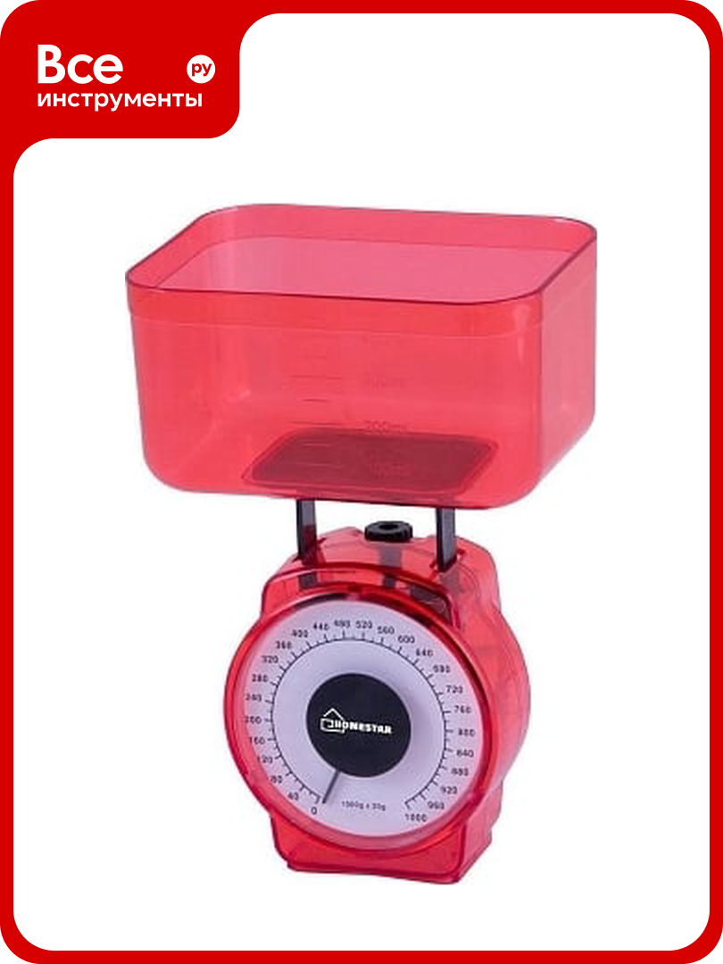 Кухонные механические весы HomeStar HS-3004М 1 кг цвет красный, 002795