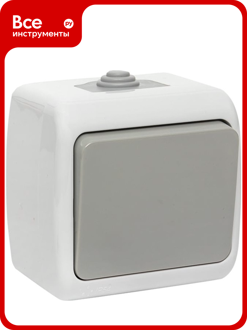 Выключатель EKF Мурманск 1-клавишный 10А IP54 серый EFV10-021-30-54, 10 А, пластик