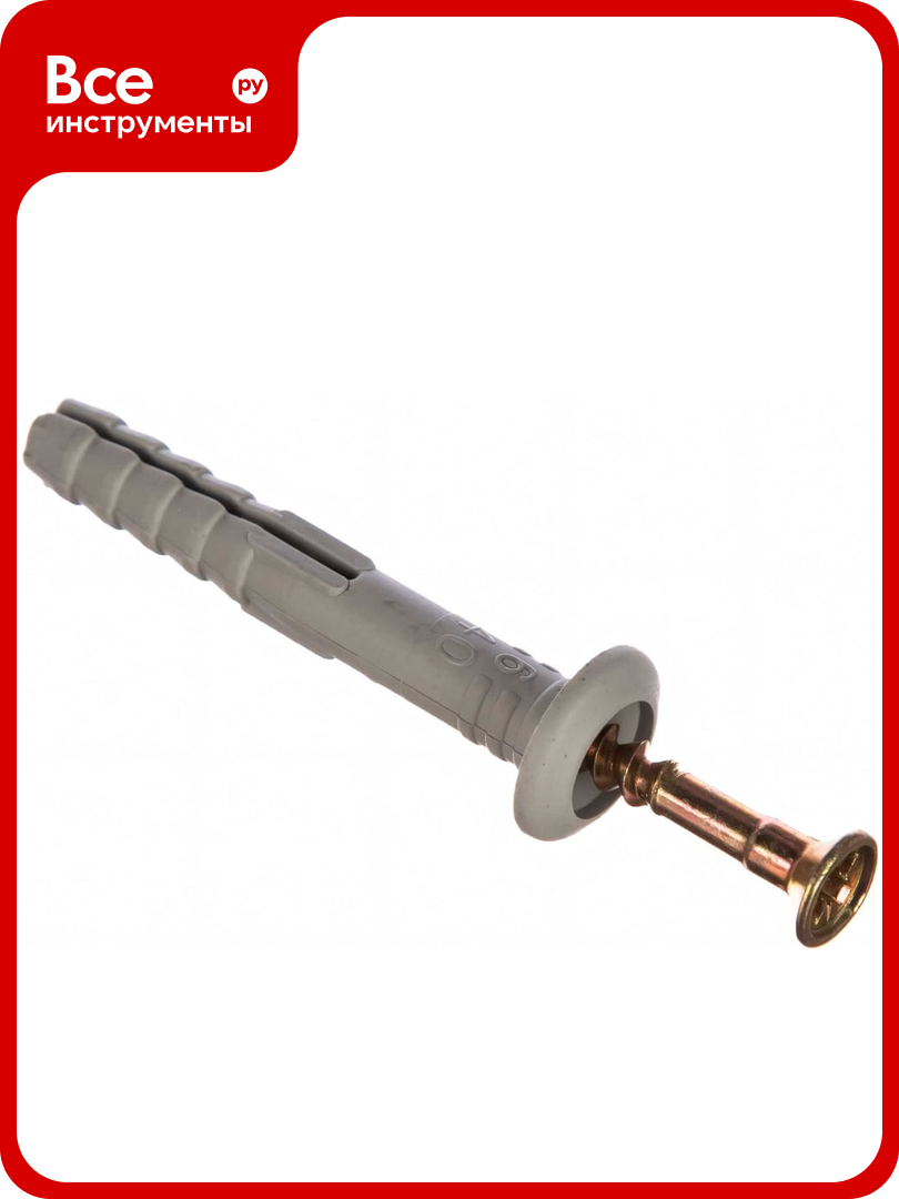 Дюбель-гвоздь 6х40 гриб, полипропилен 300шт - пакет Tech-Krep 125574, надежное