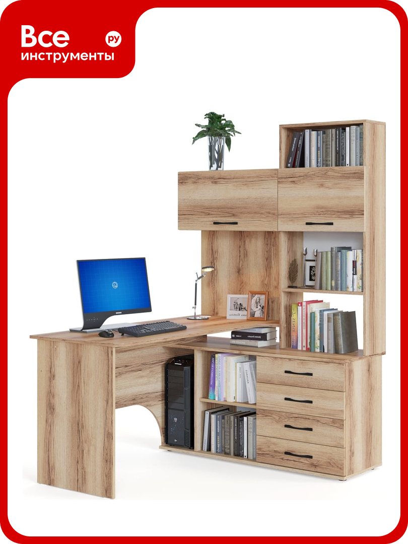 Стол компьютерный сокол КСТ-14.1 правый дуб делано, для организации рабочего пространства