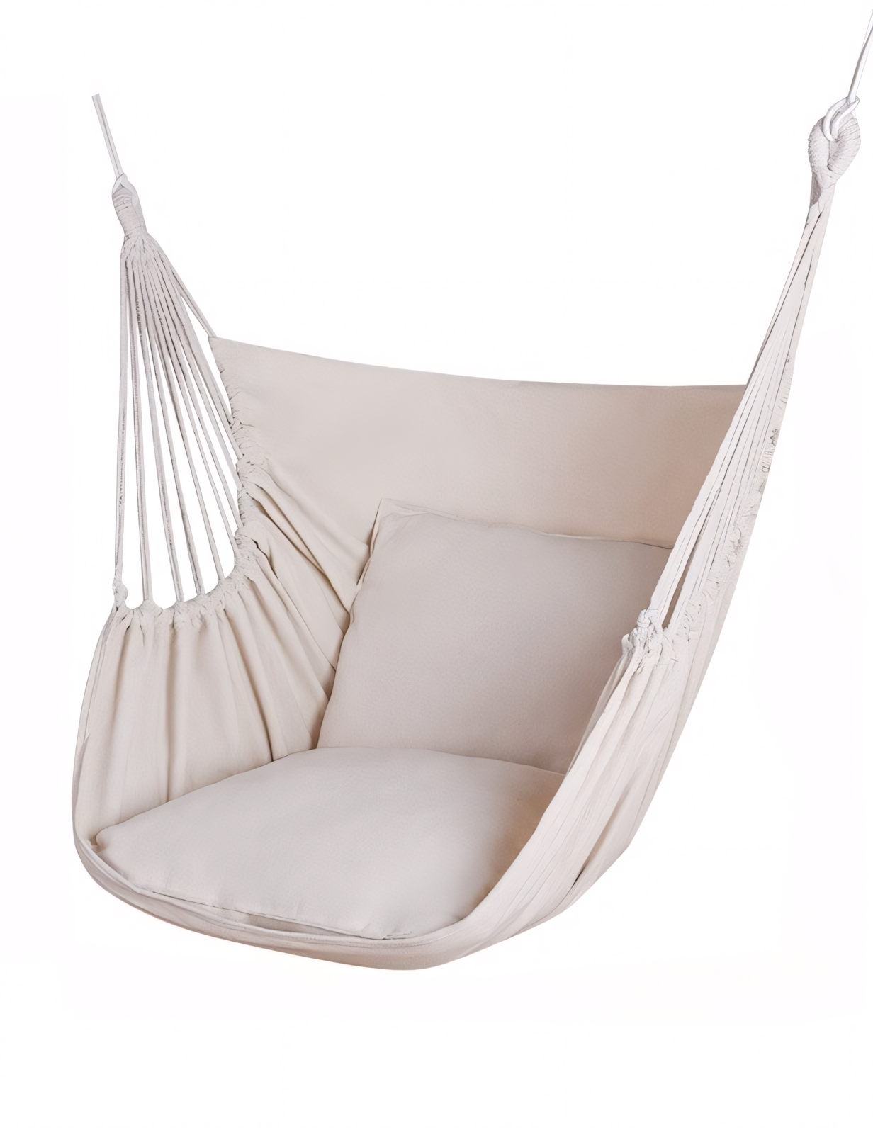 Кресло-гамак подвесное для дома и сада, с 2 подушками и чехлом, цвет белый