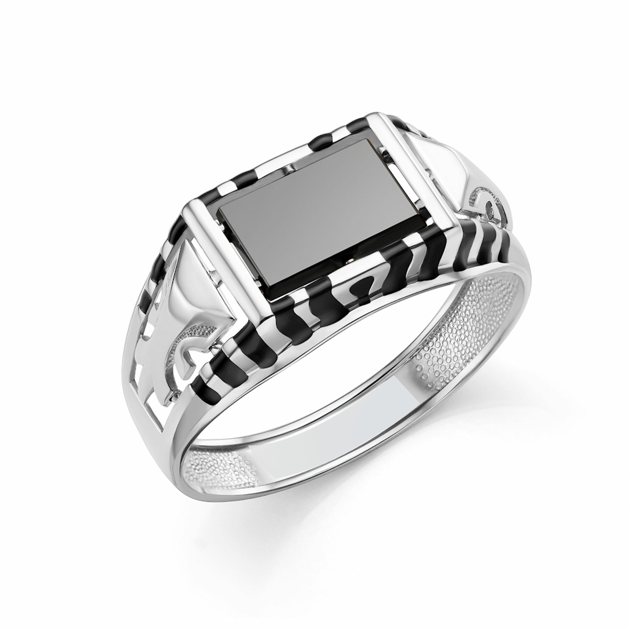 Печатка, серебро, 925 проба, родирование, оникс, эмаль