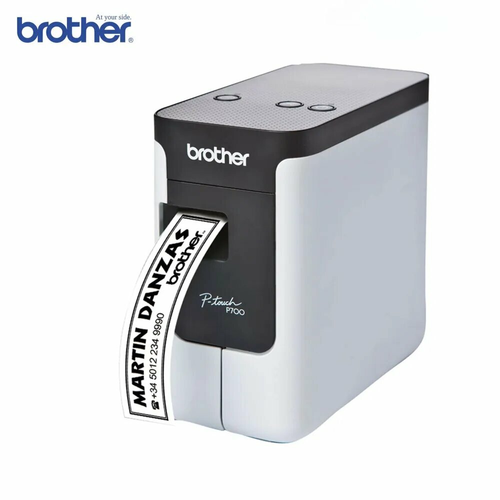 Brother Мини-принтер Brother Принтер для наклеек/этикеток термотрансферный PT-P700_PT P700, черный матовый, белый термотрансферный, Монохромный