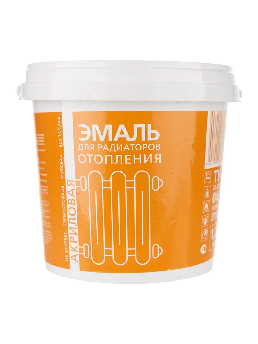 Эмаль для радиаторов акриловая матовая белая 1,2 кг