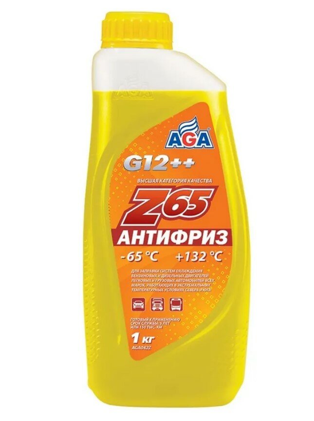 Антифриз aga z-65 g12++ готовый -65c желтый 1 кг
