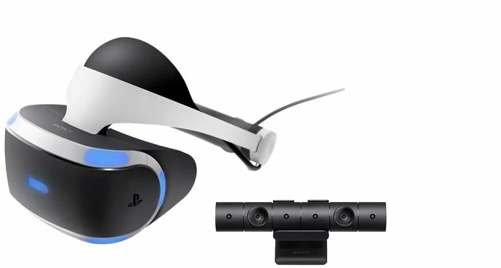 Очки виртуальной реальности MyPads для Sony PlayStation 4 / 5 / PS4 / PS5 / VR шлем (CUH-ZVR1) + Playstation Camera, белый, черный. Товар уцененный
