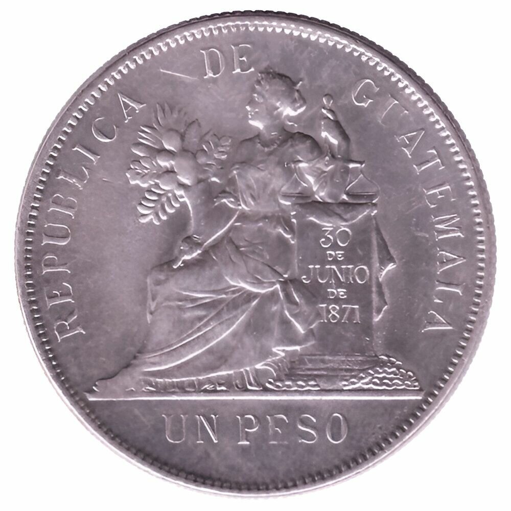 1894 Гватемала 1 песо Сидящая Свобода 0.900 Серебряная монета