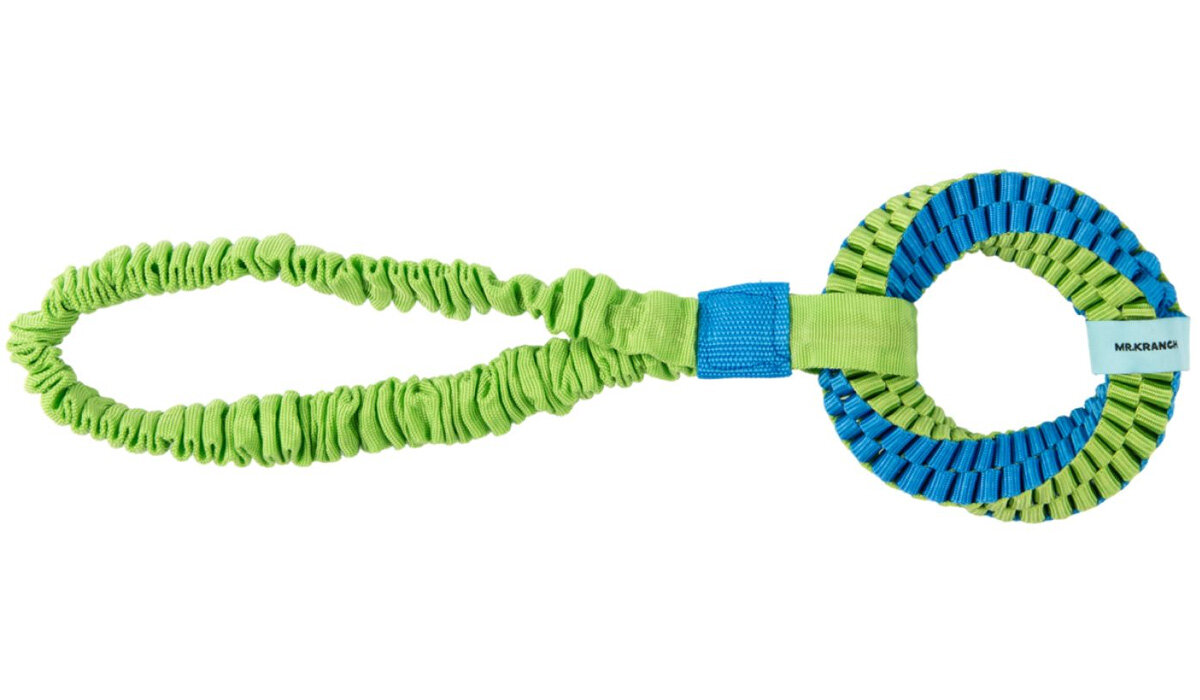 Игрушка для собак Mr.Kranch Плетеное кольцо-спираль на резинке голубое 12 см 1 шт