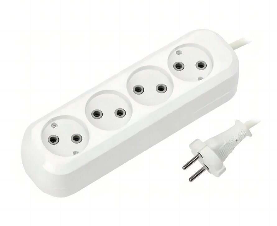 Удлинитель Smartbuy, 4 гнезда 2 м 10А/2,2кВт без заземления ПВС 2х1,0 (SBE-10-4-02-N)