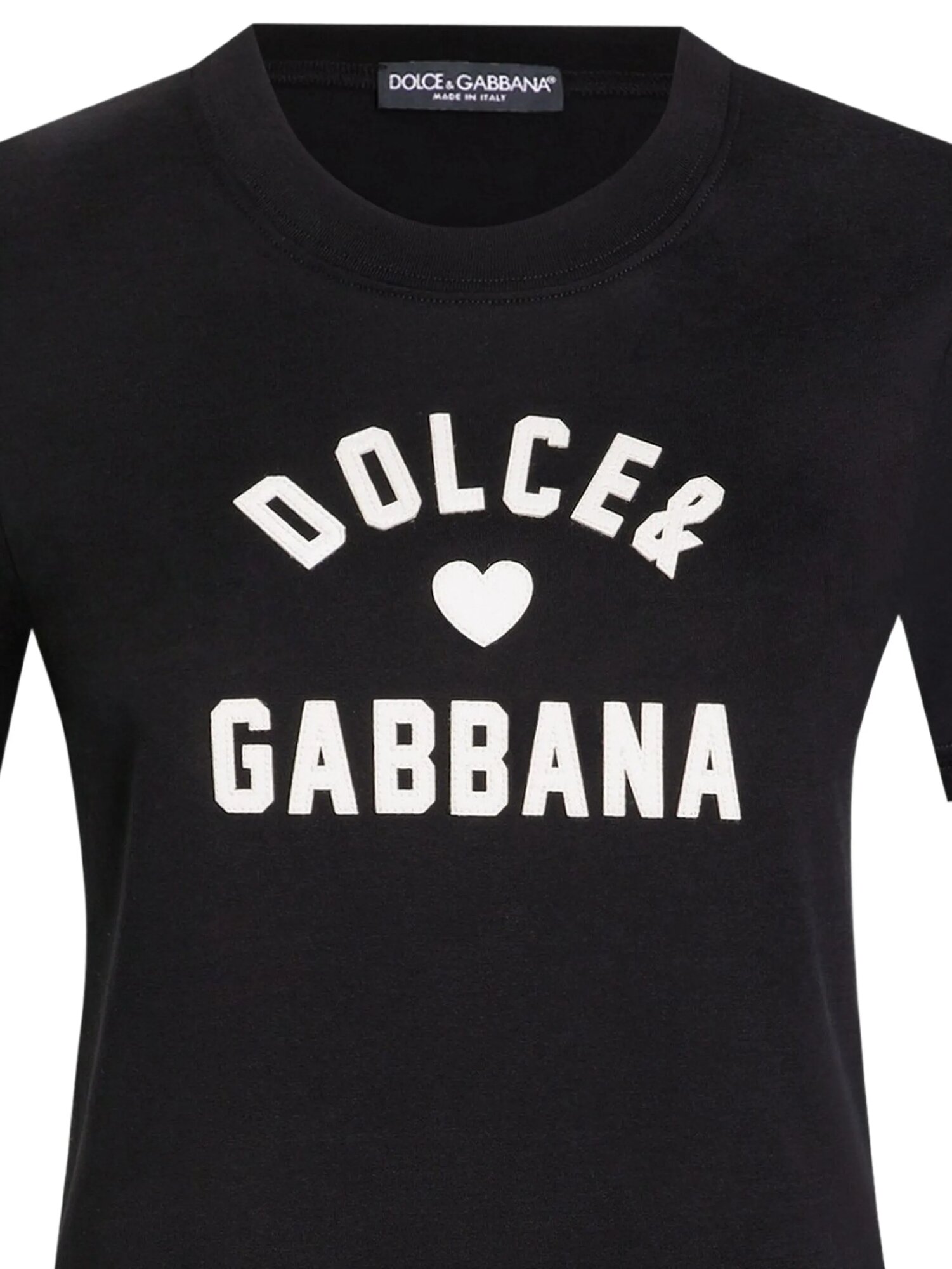 Футболка DOLCE & GABBANA Logo-print cotton T-shirt, размер 36, черный — фото 1