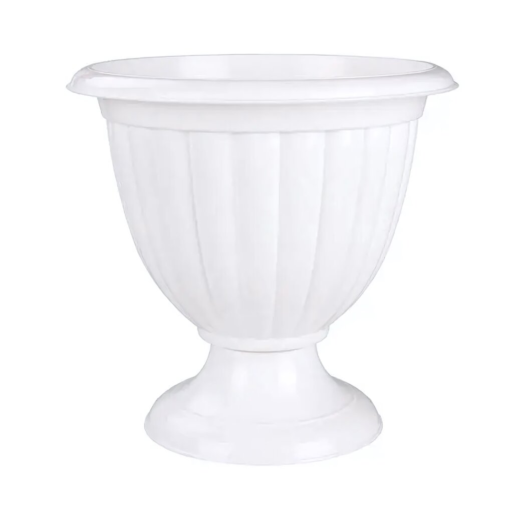 Вазон пластиковый «Жасмин» 18л, белый, устойчивый к УФ-лучам и морозу