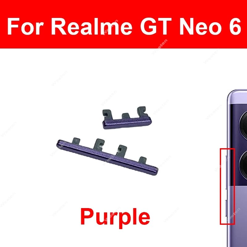 Для Realme GT 6 GT 6T GT Neo6 Neo6 Se Кнопка регулировки громкости питания Клавиши громкости Маленькие кнопки Гибкий кабель Запасные части для ремонта GT Neo 6-Purple