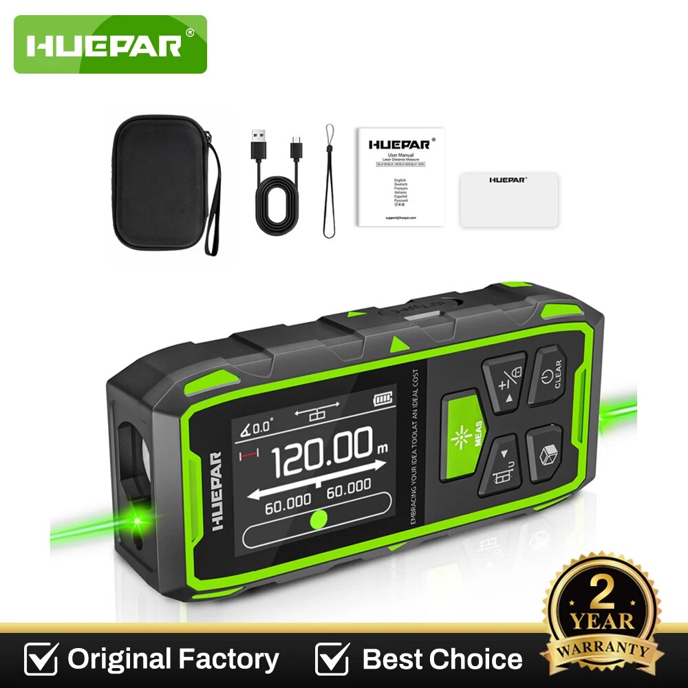 Huepar Двойной лазерный дальномер BLM-60G/100G 100-200M