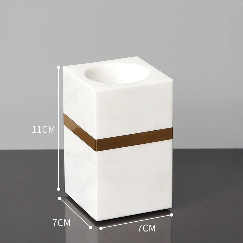 Набор аксессуаров для ванной комнаты Volakos из белого мрамора, Белый