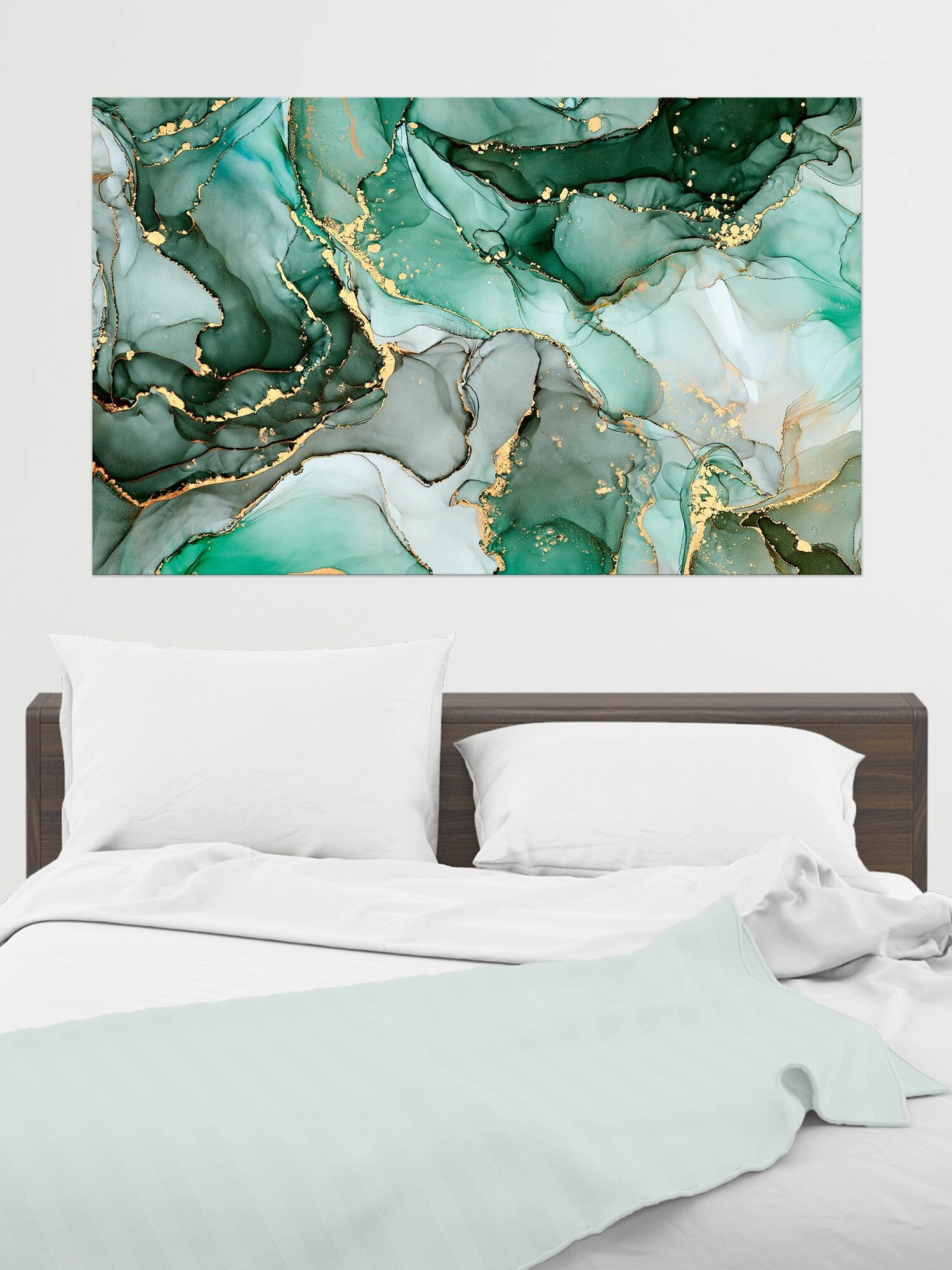 Картина на холсте Абстракция мрамор, зеленая, 60х100 см, DeFine