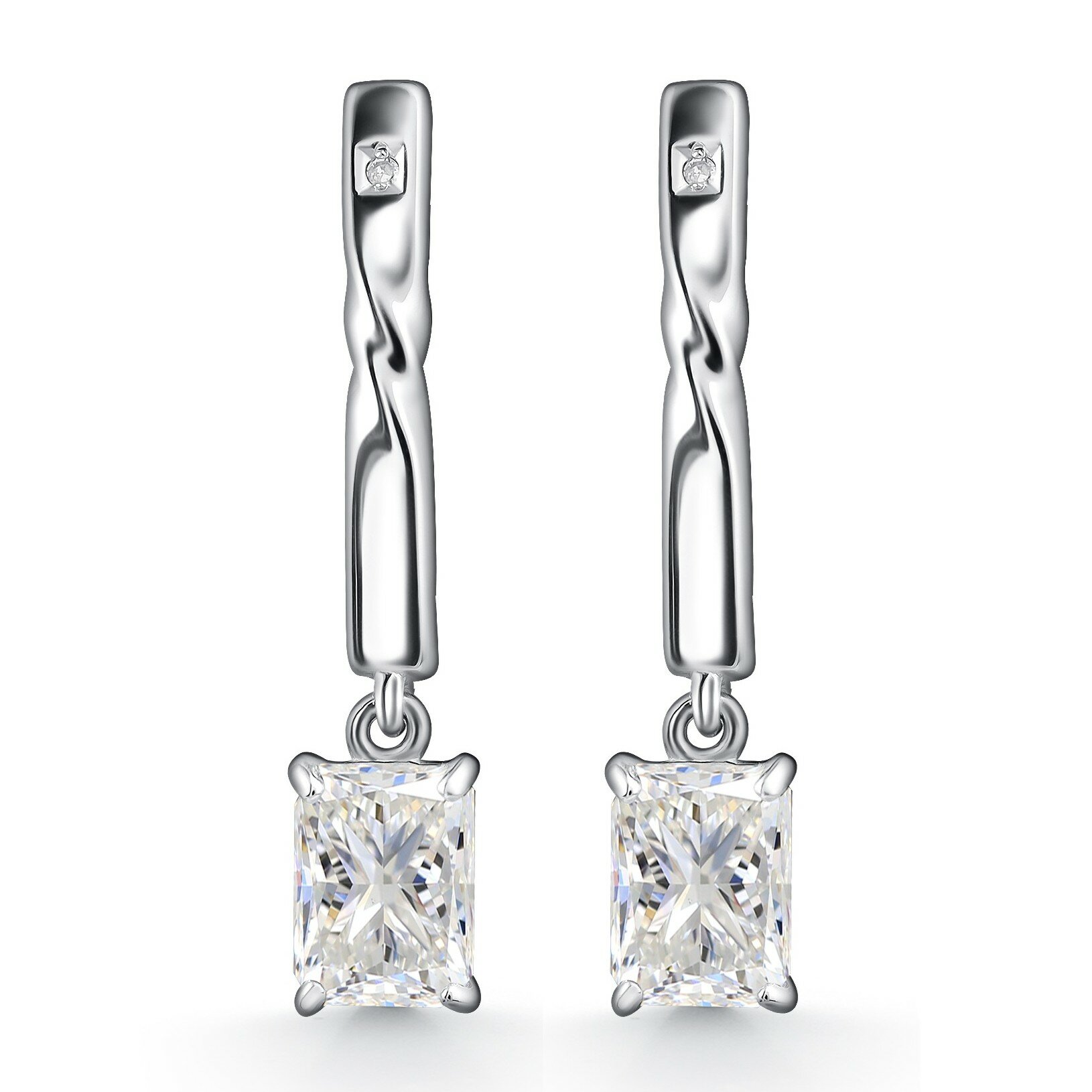 Серьги, серебро, 925 проба, горный хрусталь, бриллиант