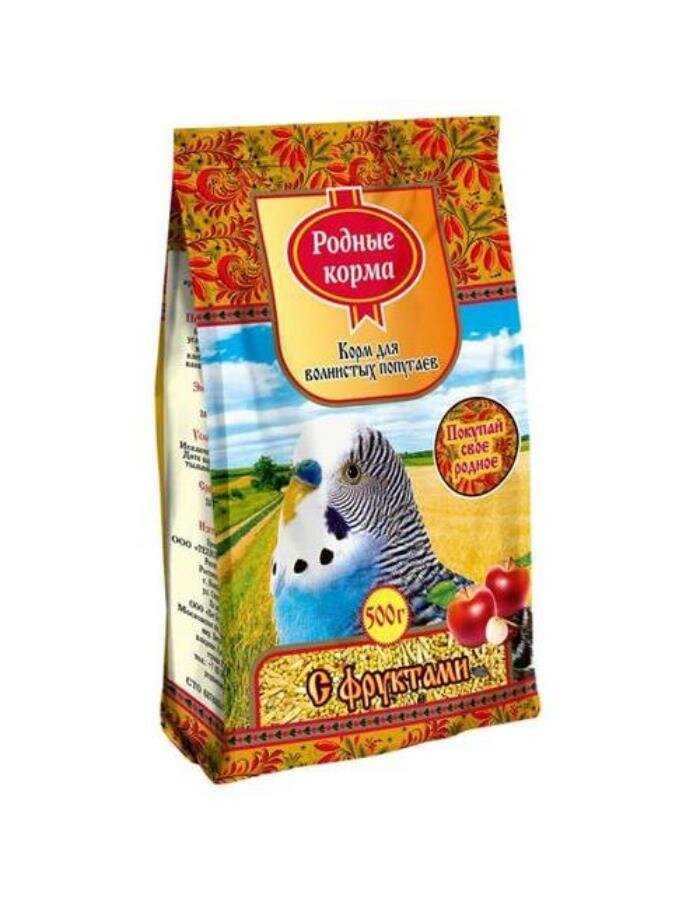 Родные корма корм для волнистых попугаев с фруктами 900гр