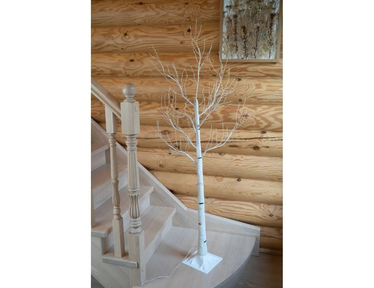 Светящееся дерево белая берёза, 400 холодных белых микро LED-огней, 1.5 м, уличная, Kaemingk (Lumineo)