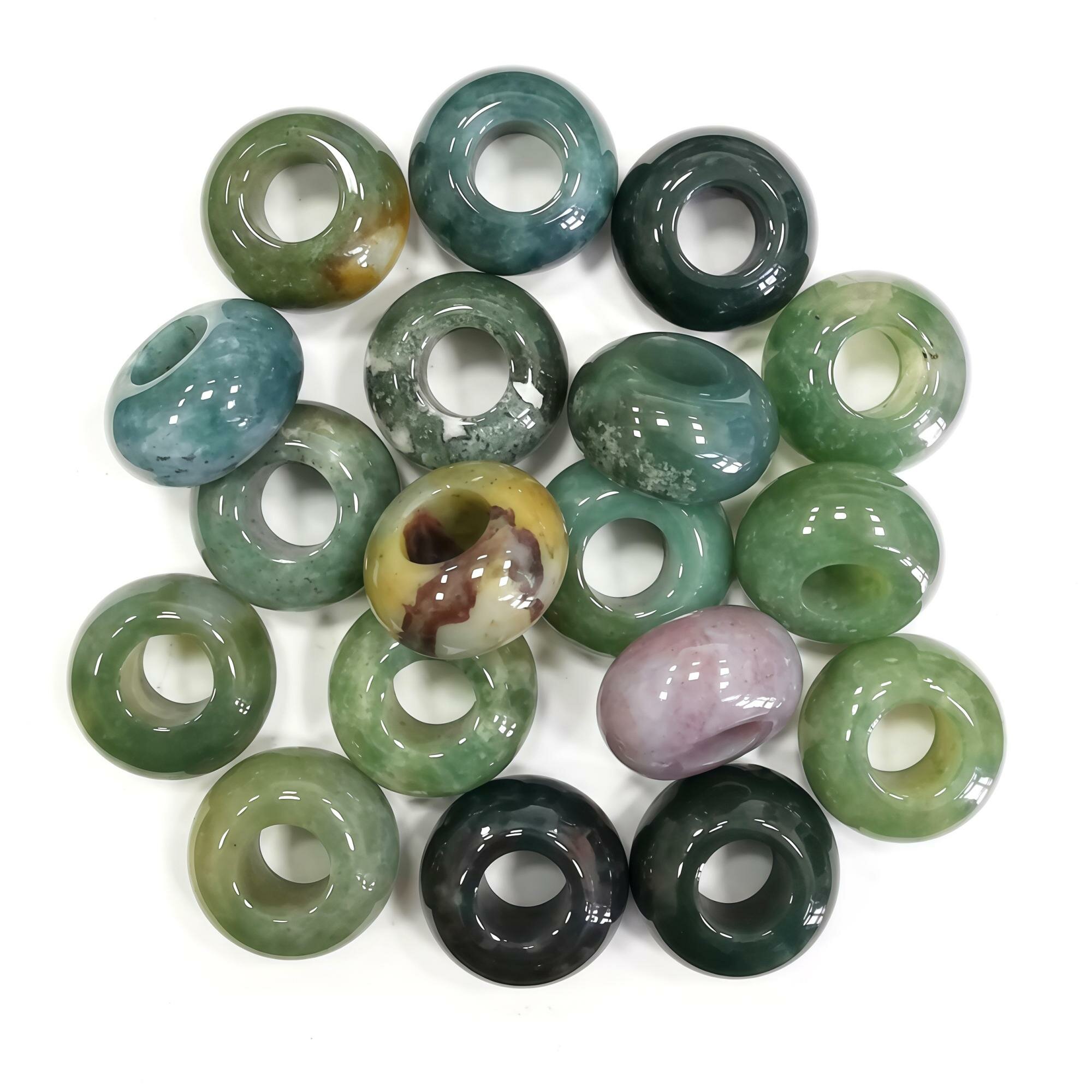 Бусина каменная, агат, индийский, 14х8мм, рондель, с большим отверстием, 1 шт.