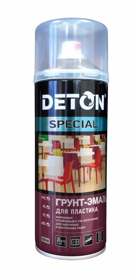 DETON Special Грунт-эмаль аэрозоль 520мл для пластика белый арт. DTN-A07588