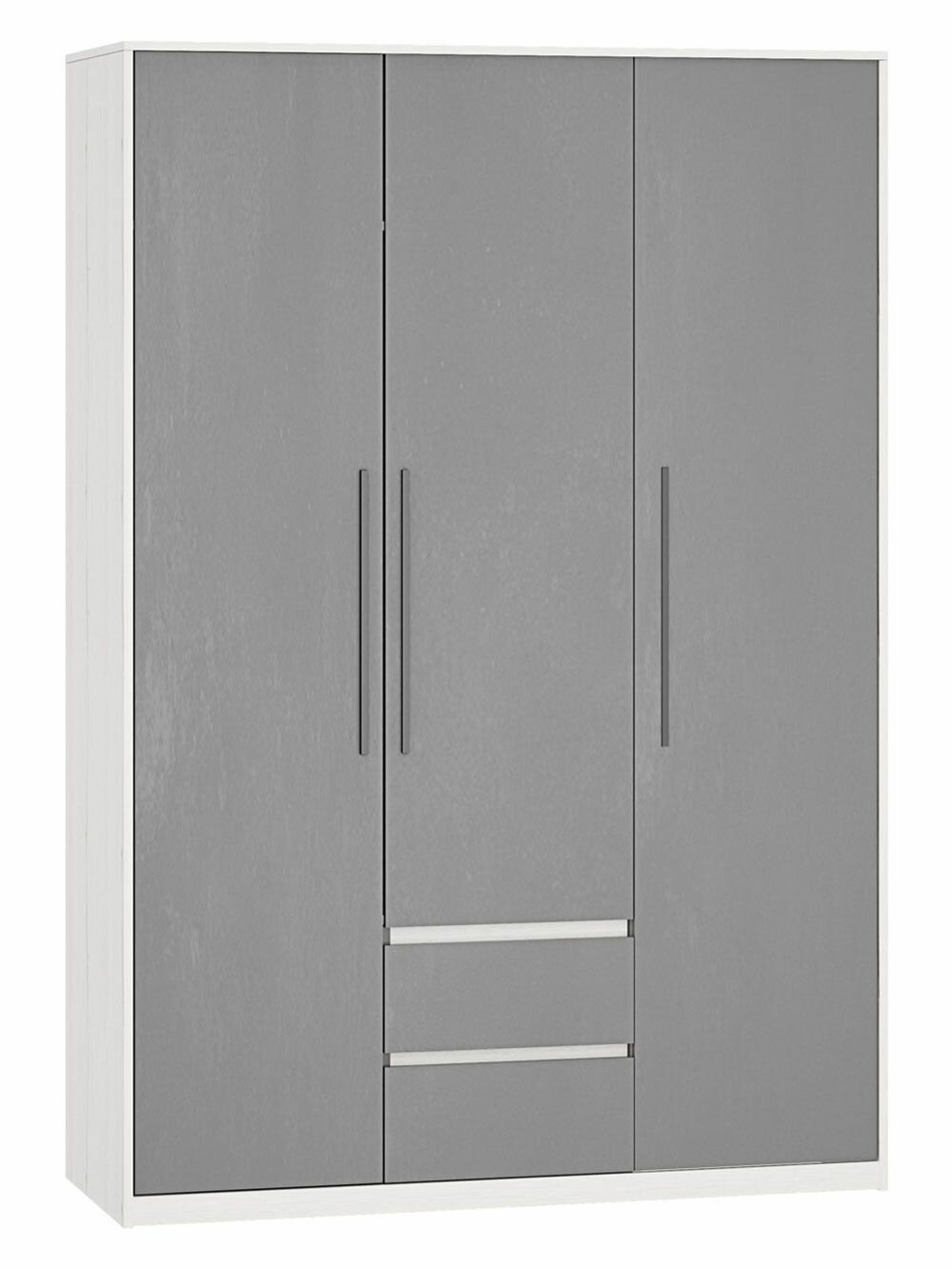 Распашной шкаф-пенал для одежды и хранения вещей Нильс Комби трехдверный, с полками, с ящиками, со штангой, с доводчиками, 135х53х216 см, Дуб Эльза / Темно-серый лофт