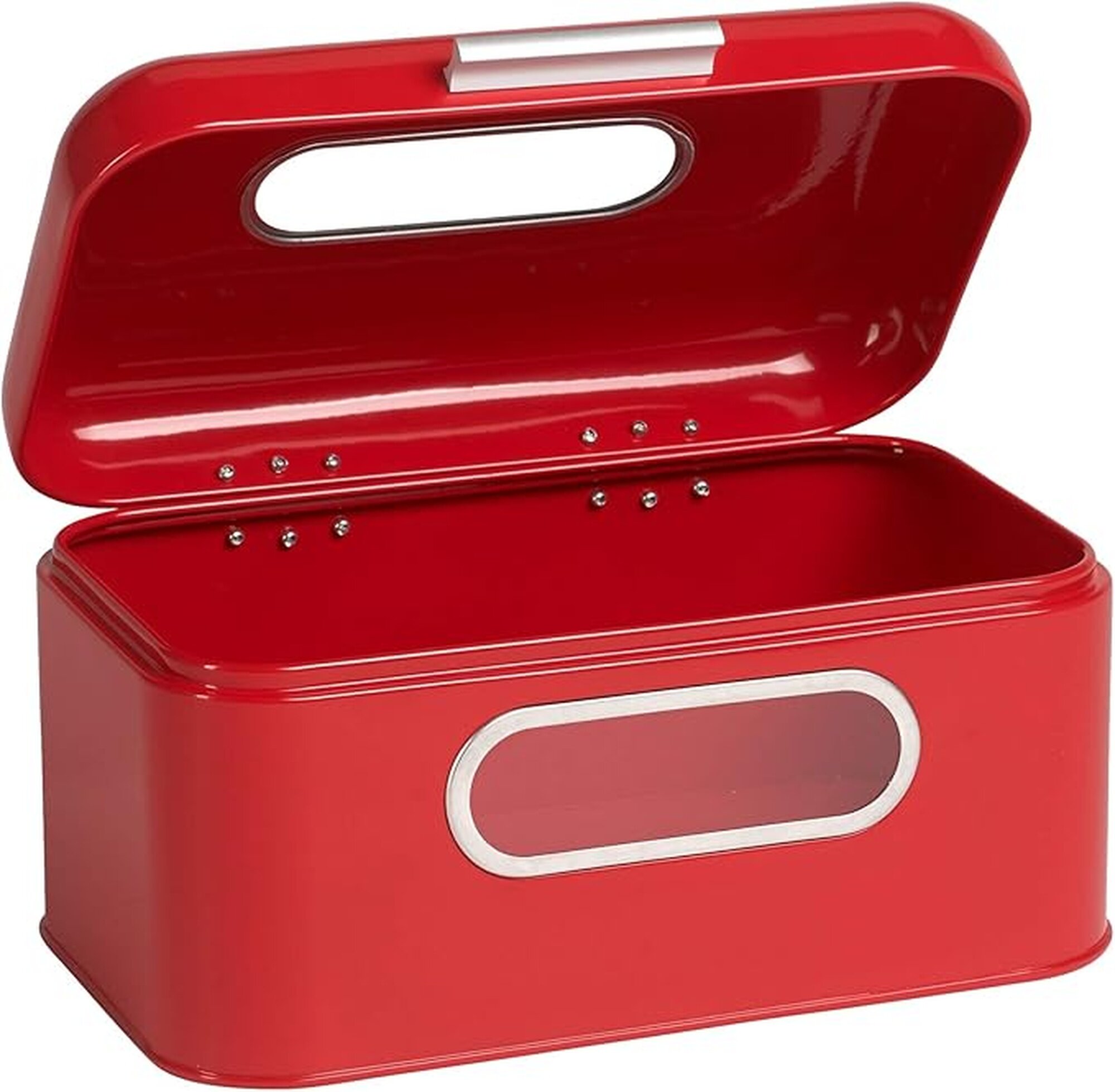 Хлебница ECHTWERK металлическая с окном 30 x 20 x 16,5 см красная