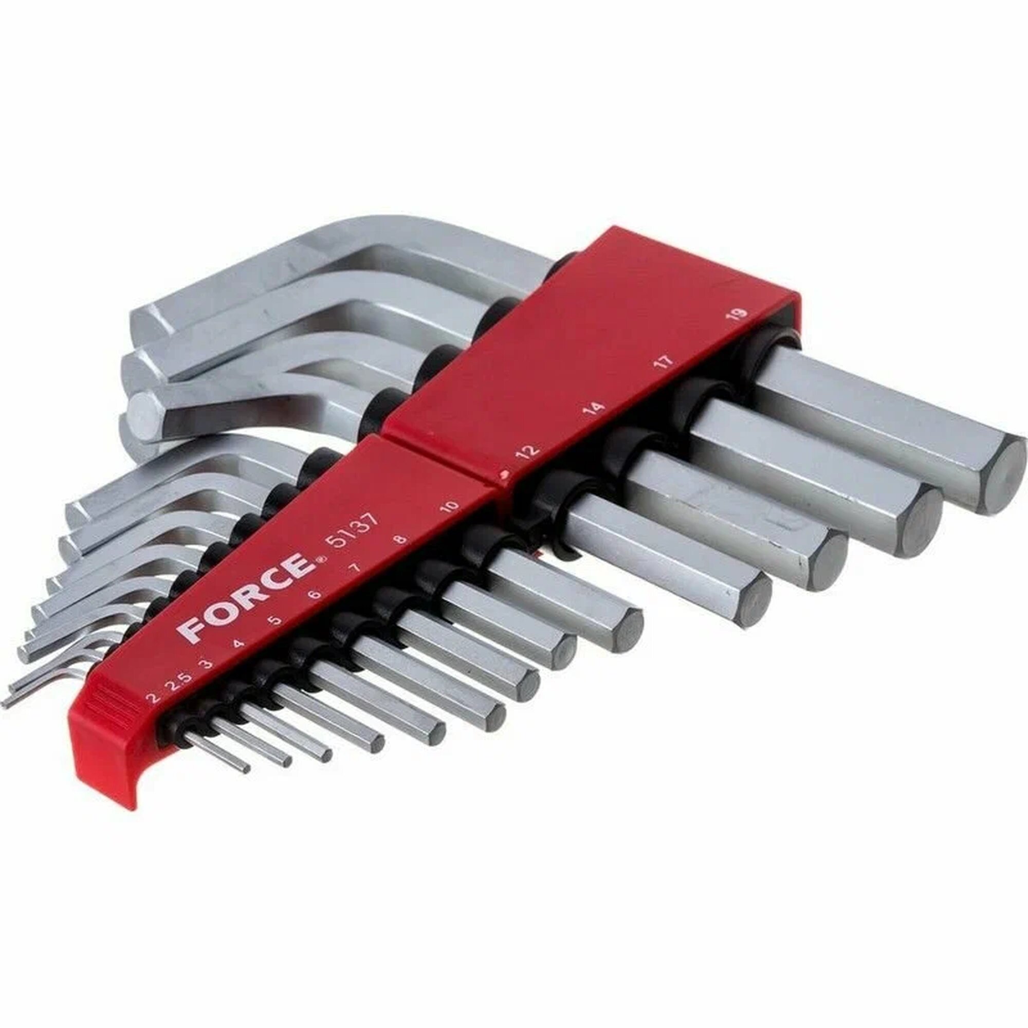 Набор шестигранников Г-образных FORCE 5137, 2-19 мм (13 предметов)