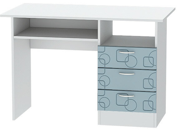 Стол письменный МДФ для детской, Белый/Антарктида (Фрезеровка Квадрат)